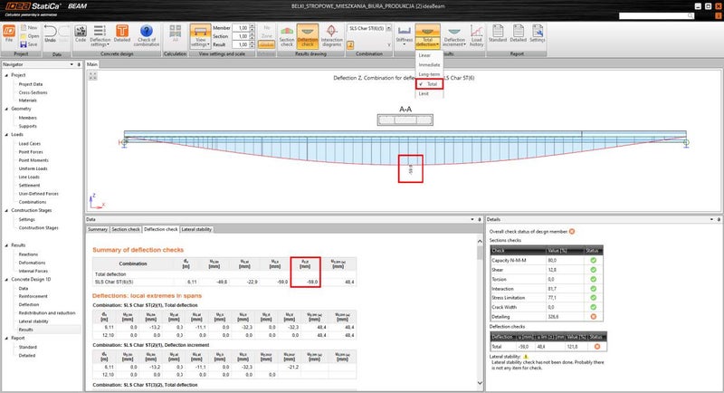 Deflection check in IDEA StatiCa Beam | IDEA StatiCa