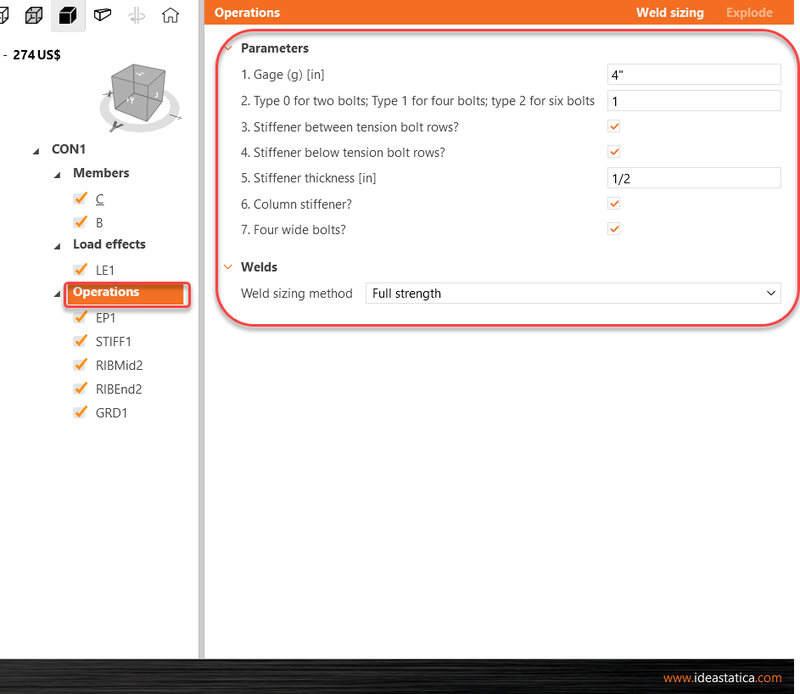 Parametric design in IDEA StatiCa Connection - Flush moment end plate ...