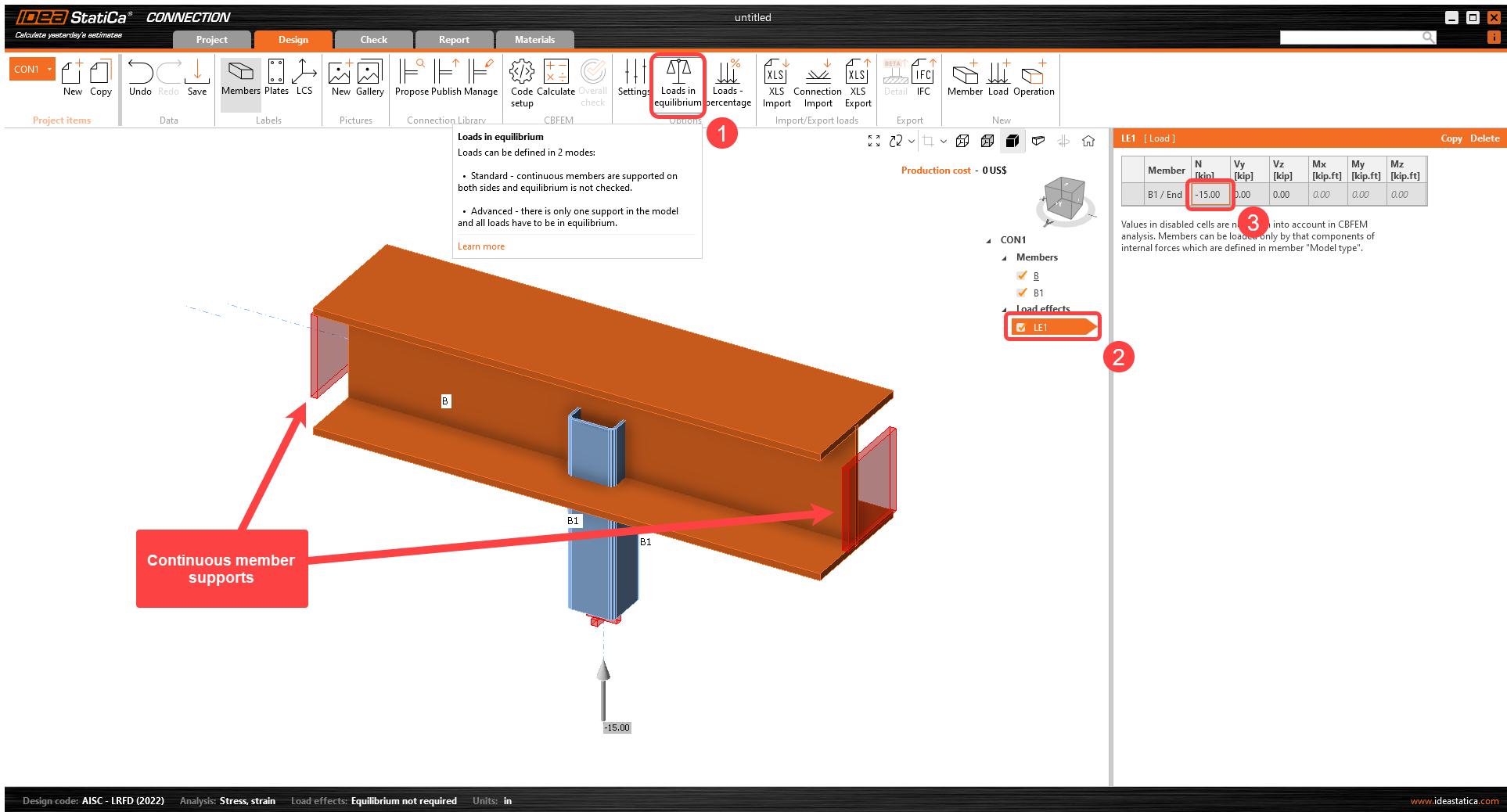 Buckling analysis of a steel connection (AISC) | IDEA StatiCa