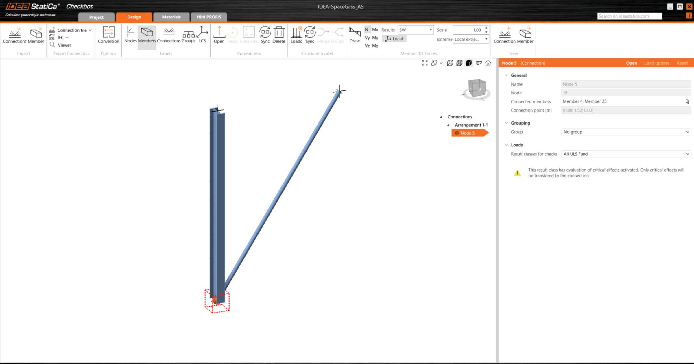 Space Gass BIM link for the structural design of a steel connection (EN ...