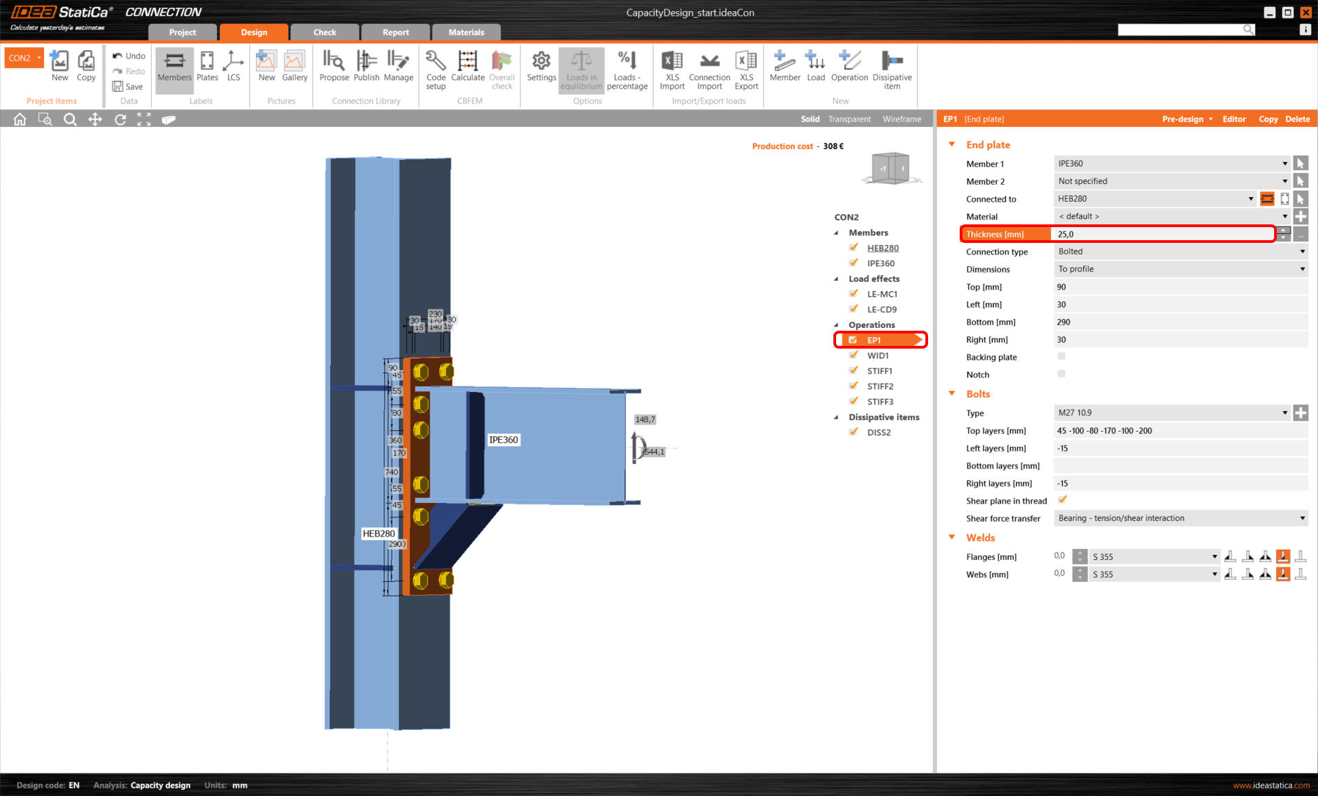 Steel connection capacity design (EN) | IDEA StatiCa