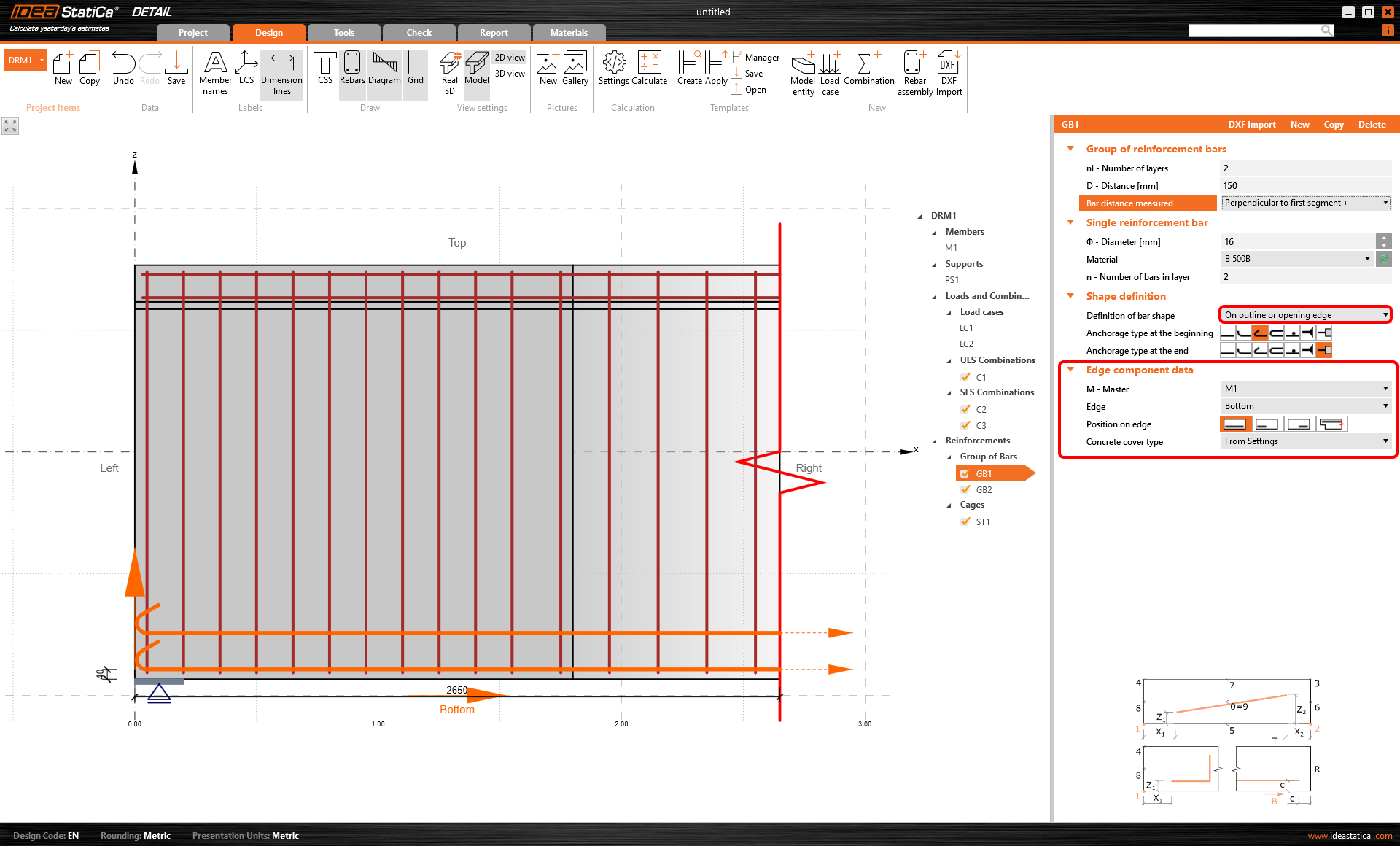 Reinforcement definition in the Detail application | IDEA StatiCa