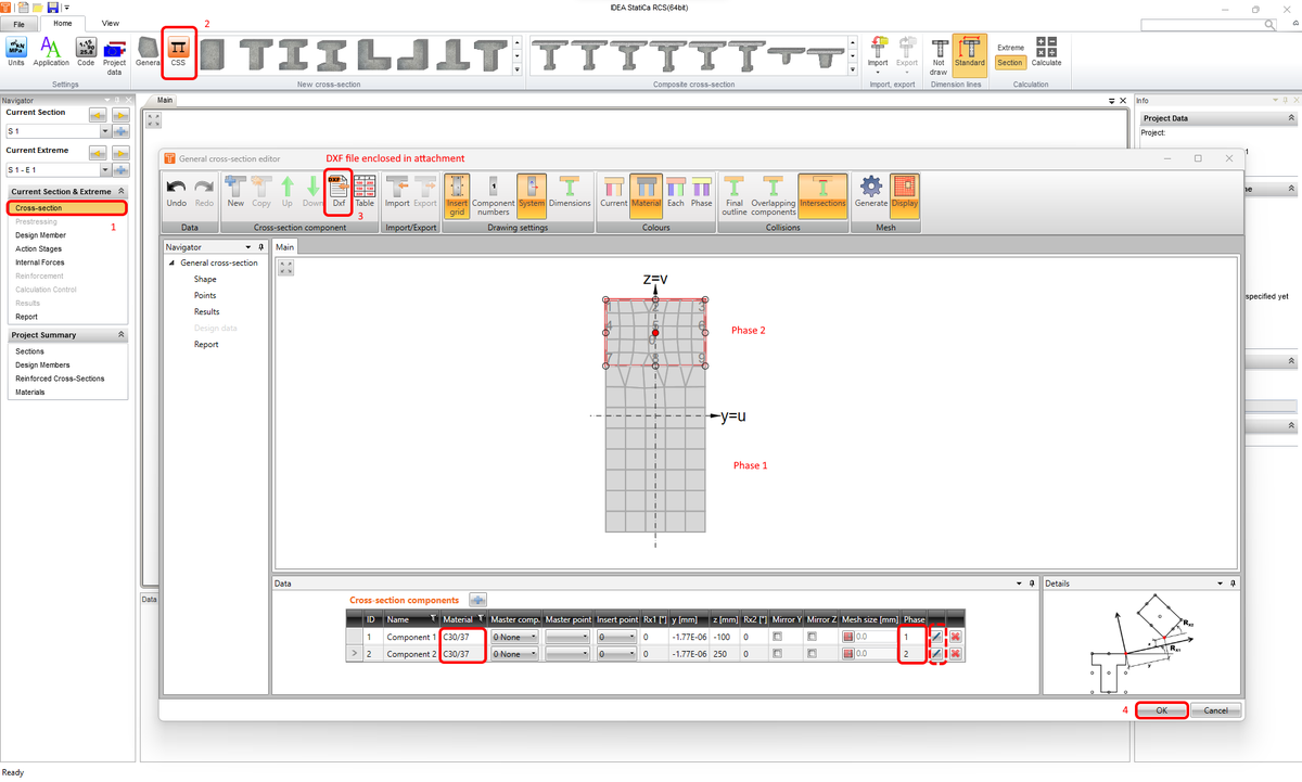 Structural design of composite section in RCS (EN) | IDEA StatiCa