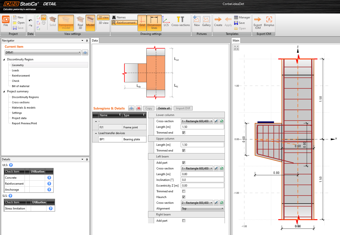 Structural design of a concrete corbel (EN) | IDEA StatiCa