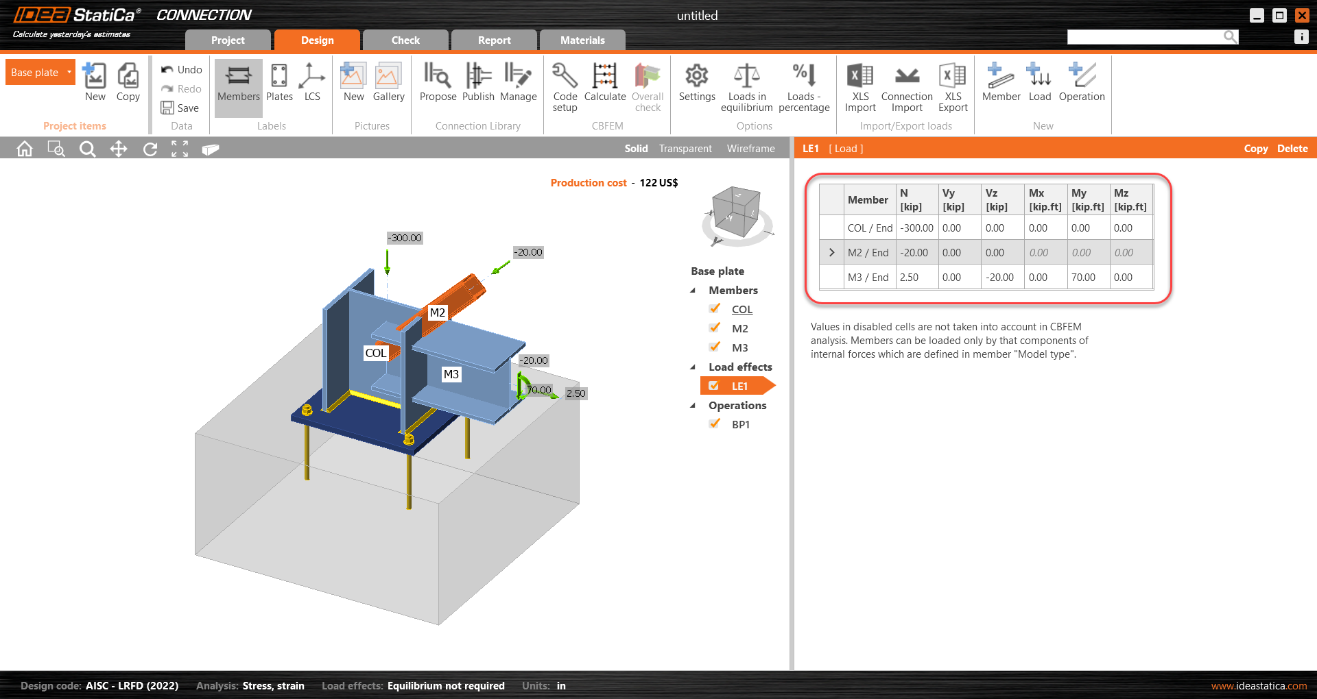 Structural design of footing with diagonal (AISC) | IDEA StatiCa