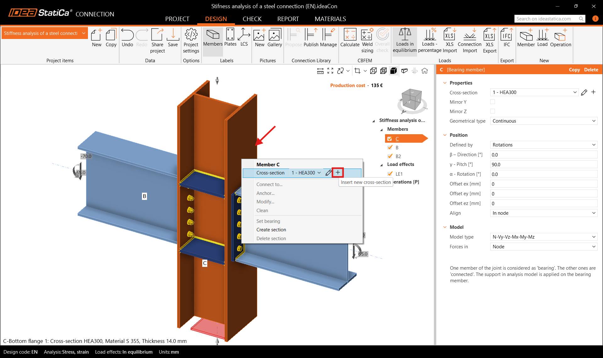 Stiffness analysis of a steel connection (EN) | IDEA StatiCa