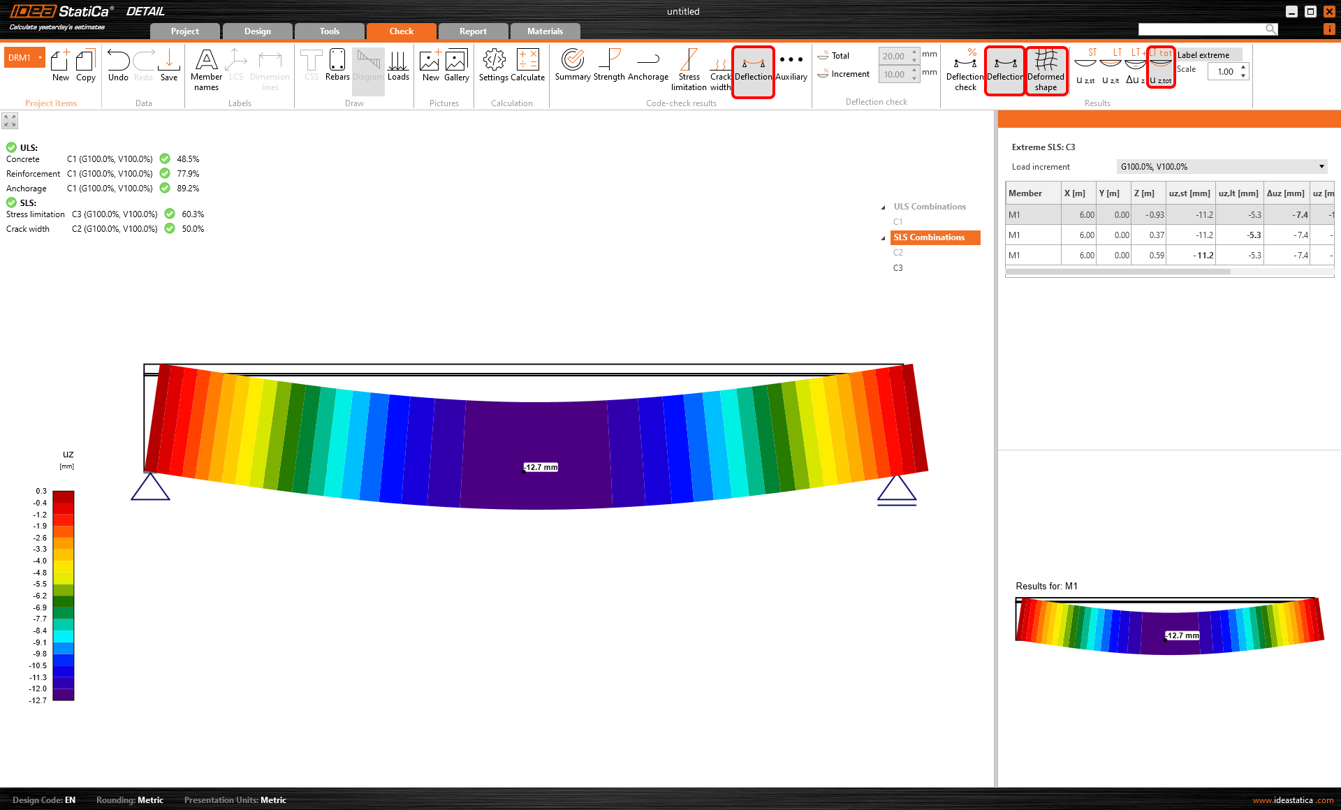 General description of SLS results in Detail application | IDEA StatiCa