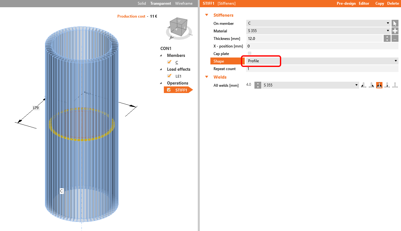 Adding an inside or outside stiffener on a hollow member | IDEA StatiCa