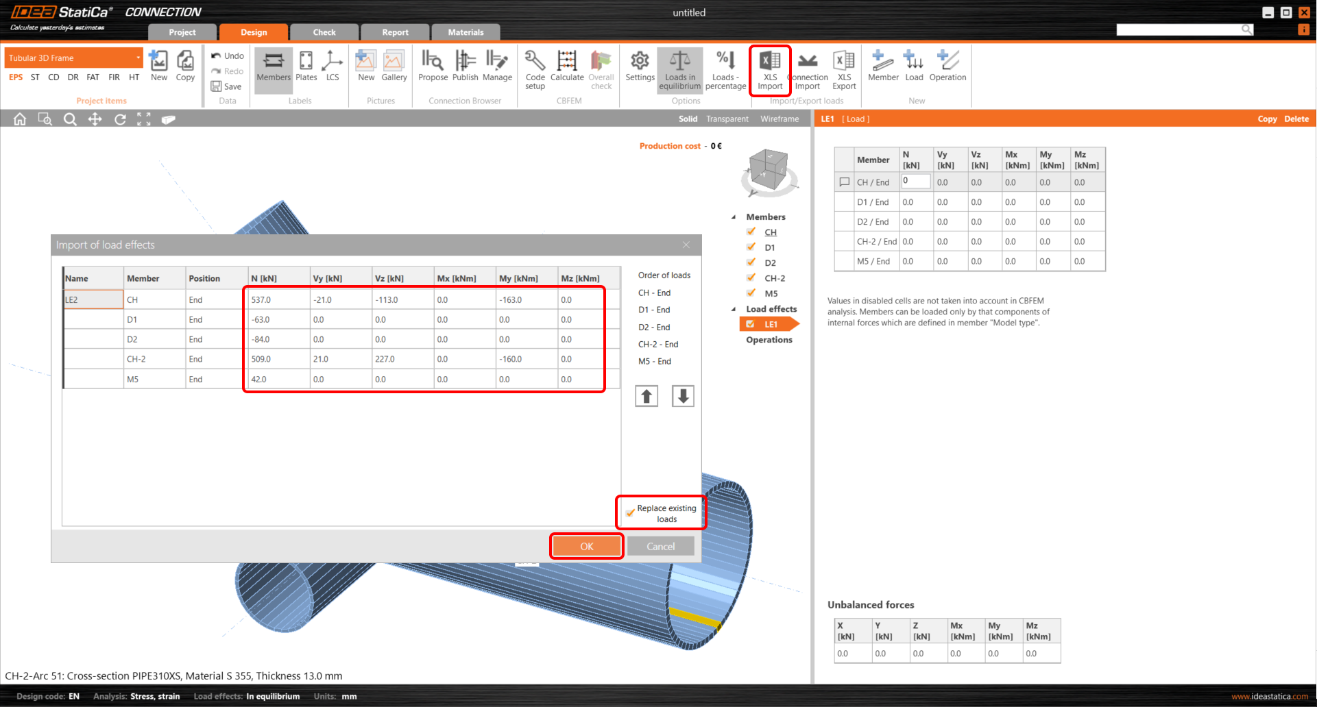 Connection design of a tubular 3D frame (EN) | IDEA StatiCa