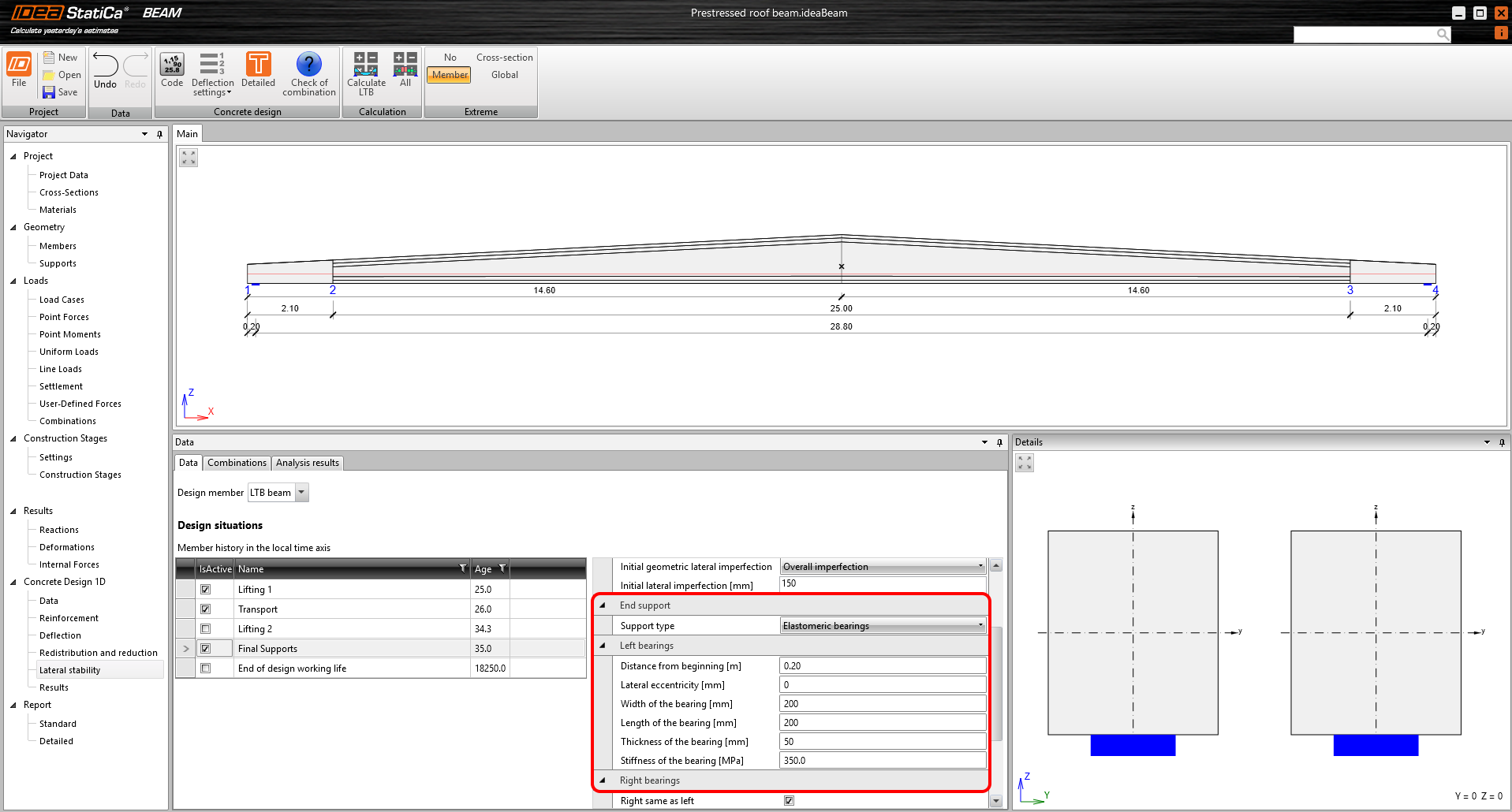 Lateral stability for concrete beams – all inputs and outputs, analysis, and known limitations ...