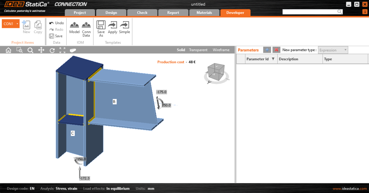 Setting up parametric design with Developer Tab | IDEA StatiCa