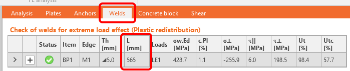 Weld size and length | IDEA StatiCa