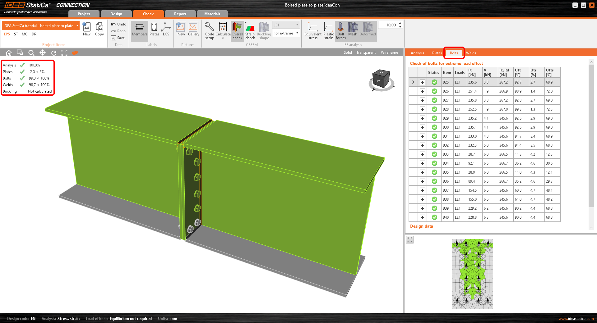 Bolted plate to plate connection design (EN) | IDEA StatiCa