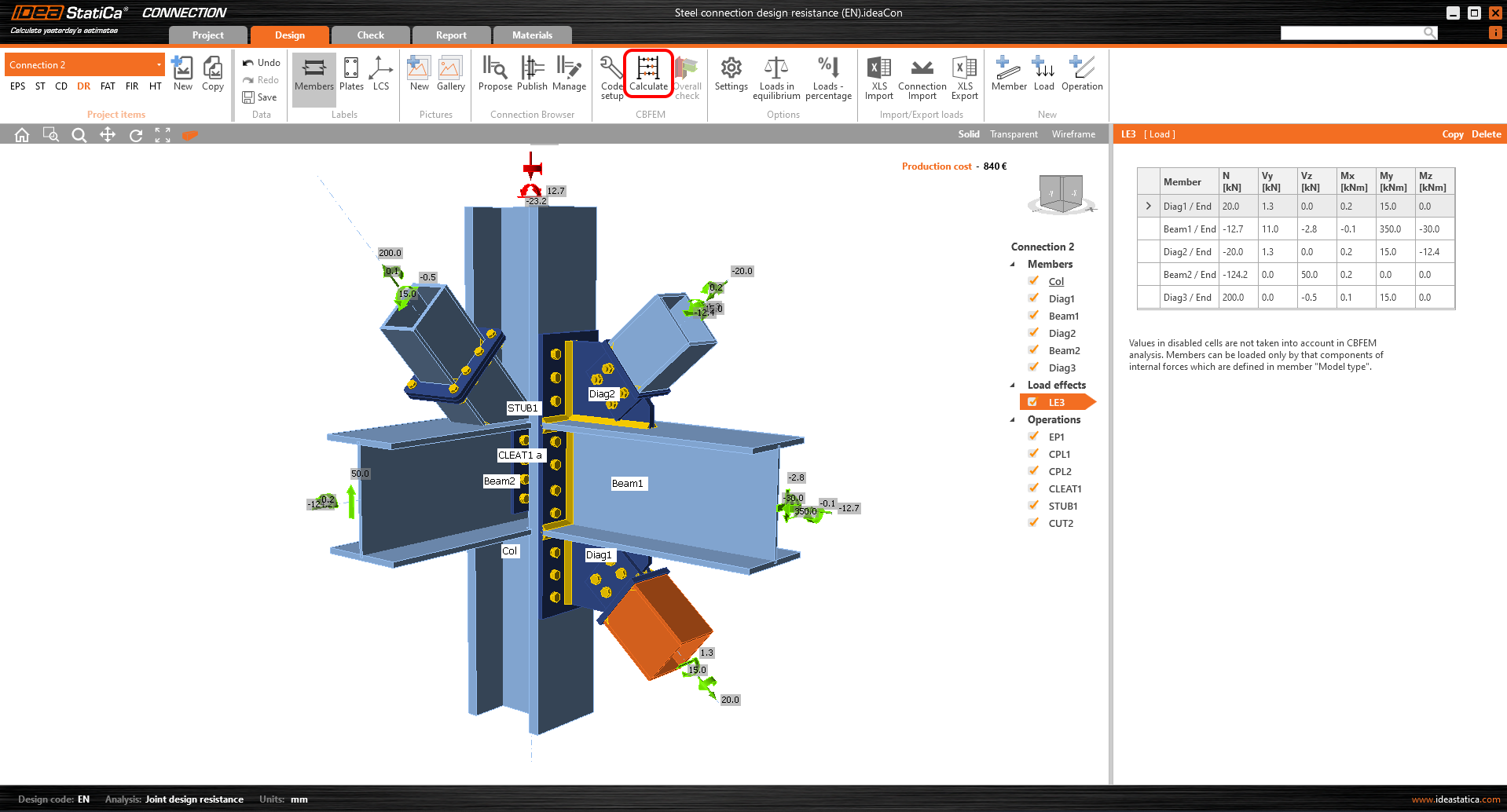 Steel joint design resistance (AISC) | IDEA StatiCa