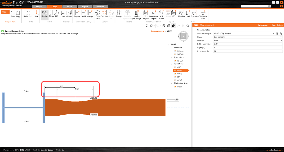 Steel connection capacity design (AISC) | IDEA StatiCa