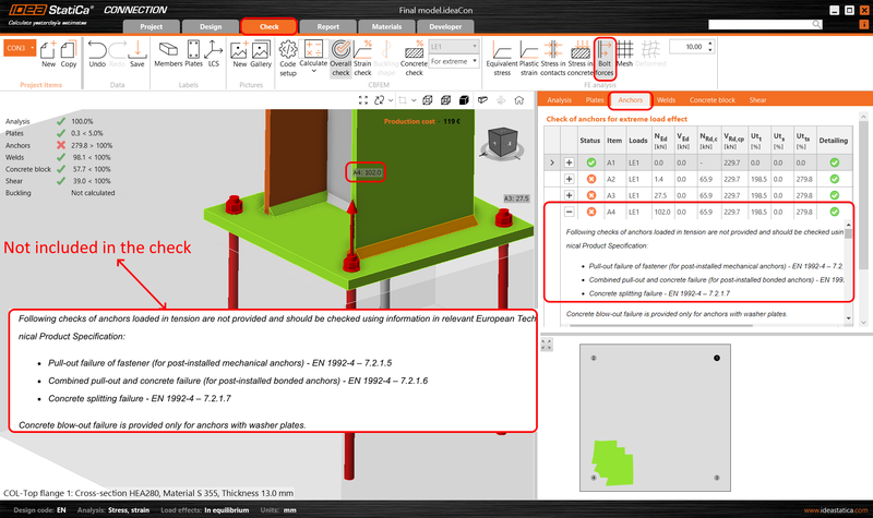 Complete code-check of anchors and concrete block with IDEA StatiCa | IDEA StatiCa