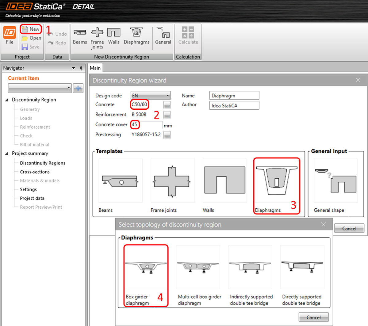 Prestressed bridge diaphragm (EN) | IDEA StatiCa