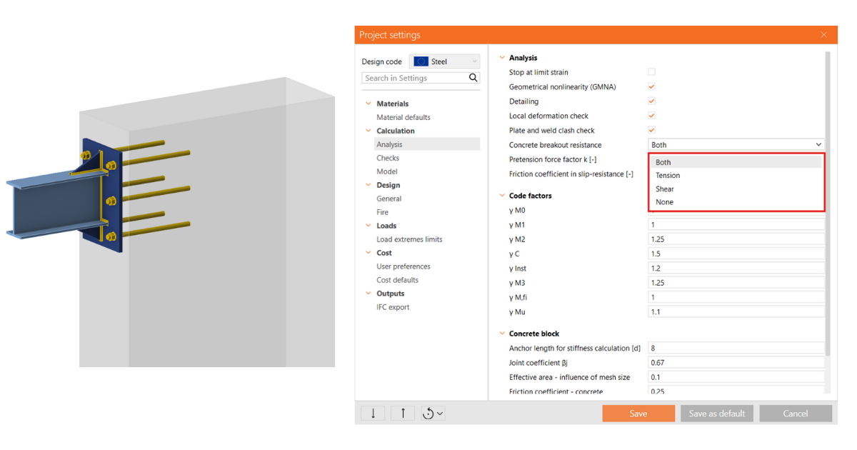 General anchoring shapes and options | IDEA StatiCa