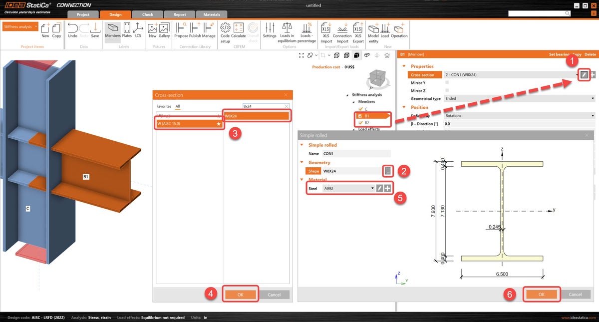 Stiffness analysis of a steel connection (AISC) | IDEA StatiCa