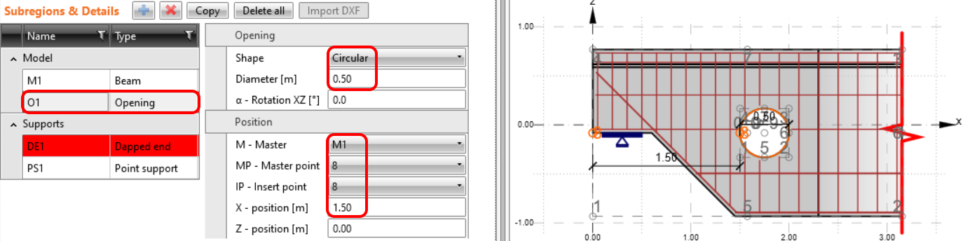 Structural design of a dapped end with an opening (EN) | IDEA StatiCa