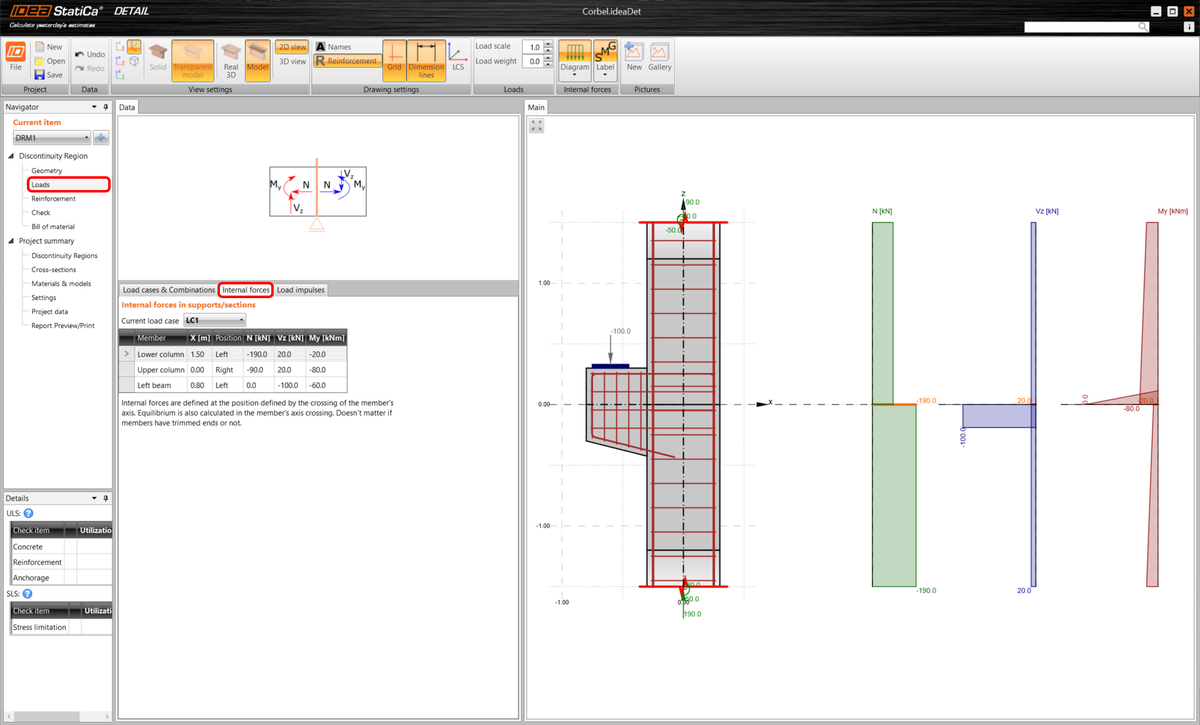 Reinforced column with a bracket (EN) | IDEA StatiCa