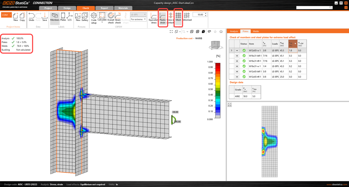 Steel connection capacity design (AISC) | IDEA StatiCa