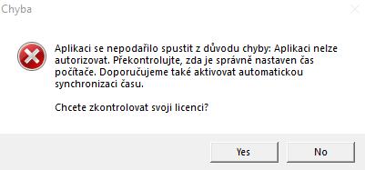 Chybová hláška – Aplikaci nelze autorizovat | IDEA StatiCa