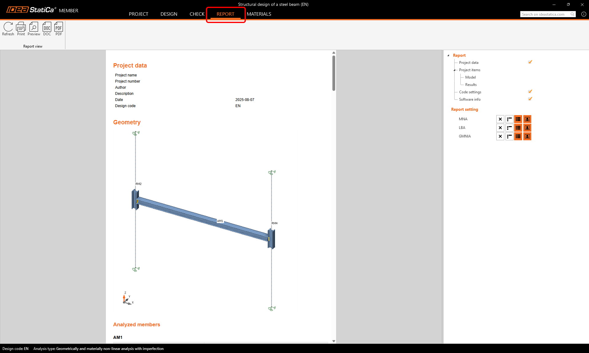 Structural design of steel beam (EN) | IDEA StatiCa