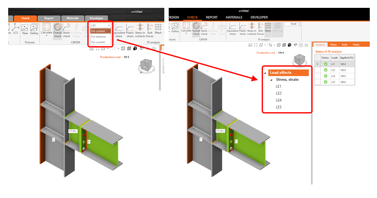 Load effects displayed in the scene | IDEA StatiCa