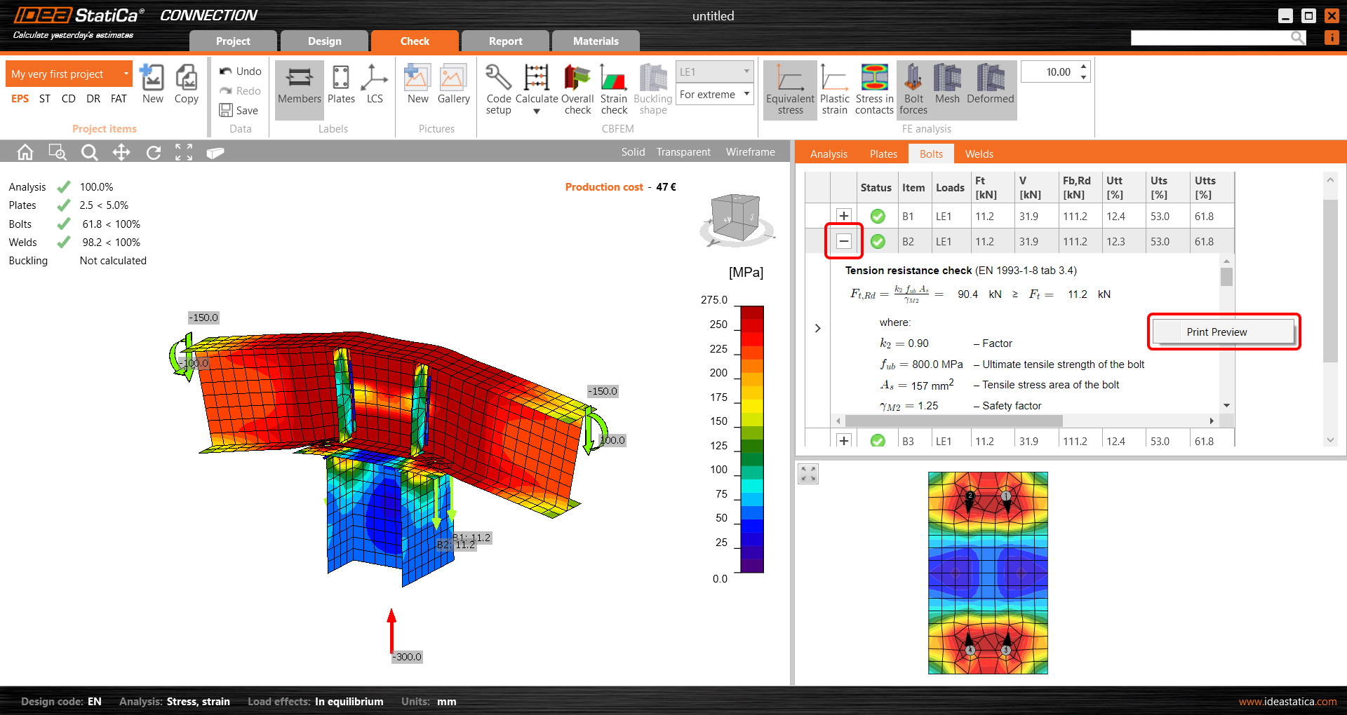 Continuous beam over column connection design (EN) | IDEA StatiCa