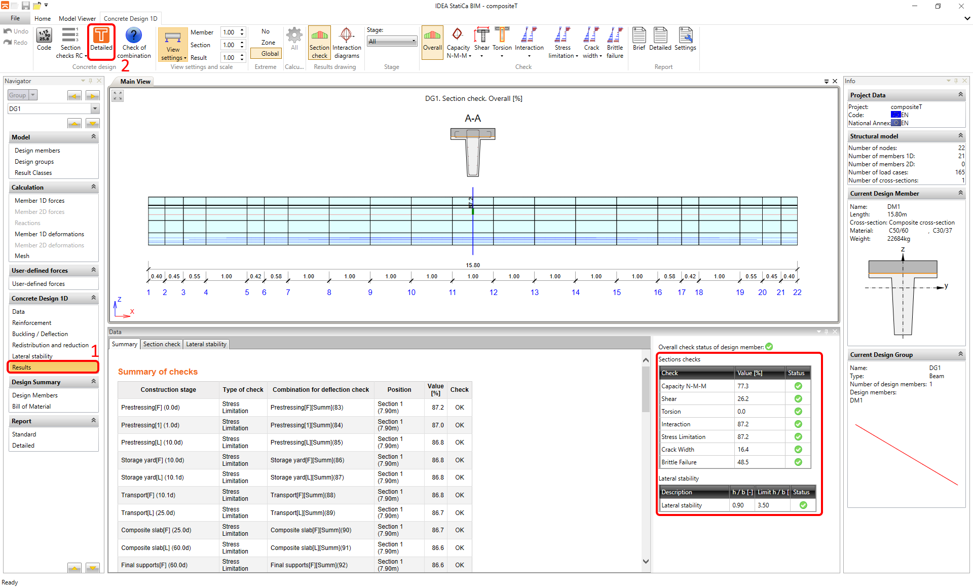 Midas Civil tutorial for BIM link for concrete design | IDEA StatiCa