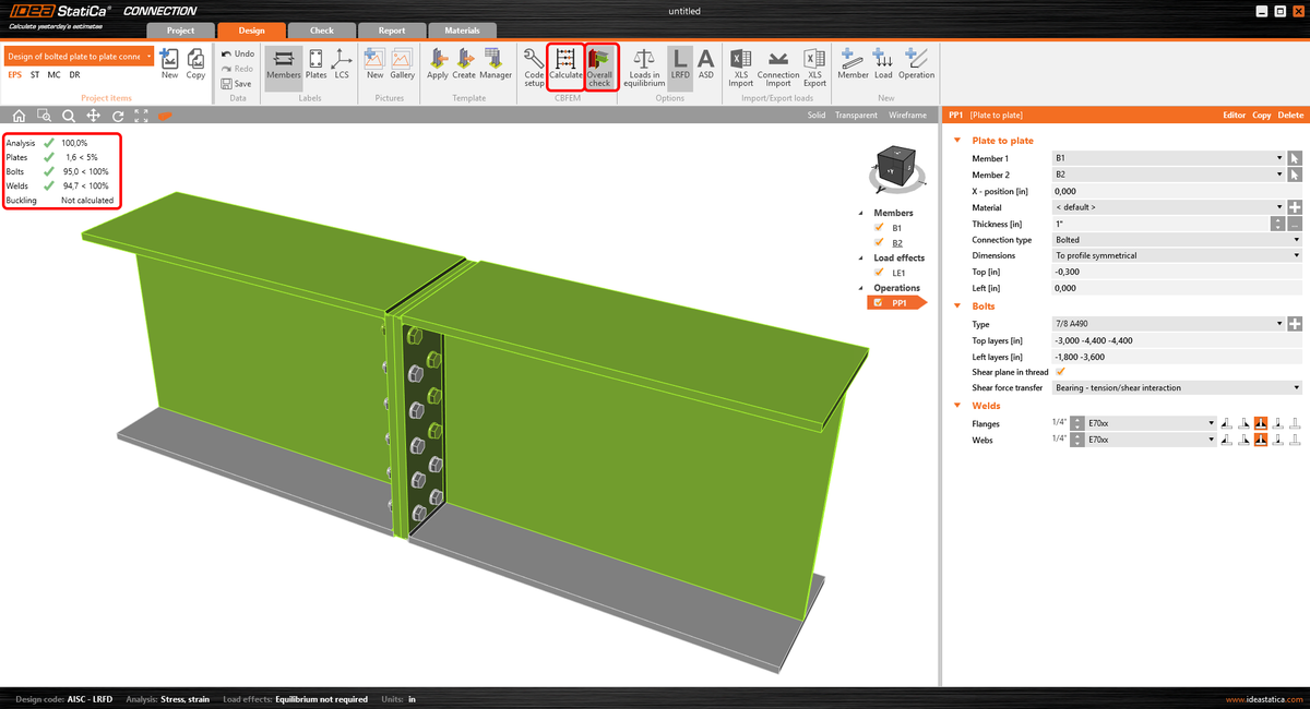 Bolted plate to plate connection design (AISC) | IDEA StatiCa