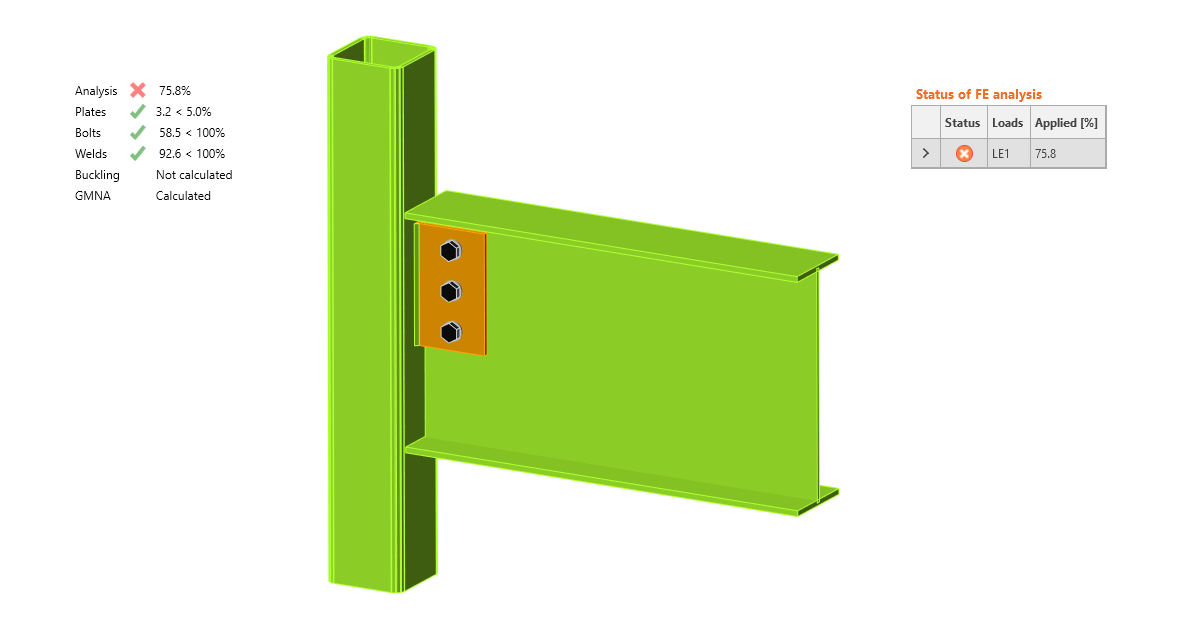 Connection analysis 0% or doesn't reach 100% | IDEA StatiCa