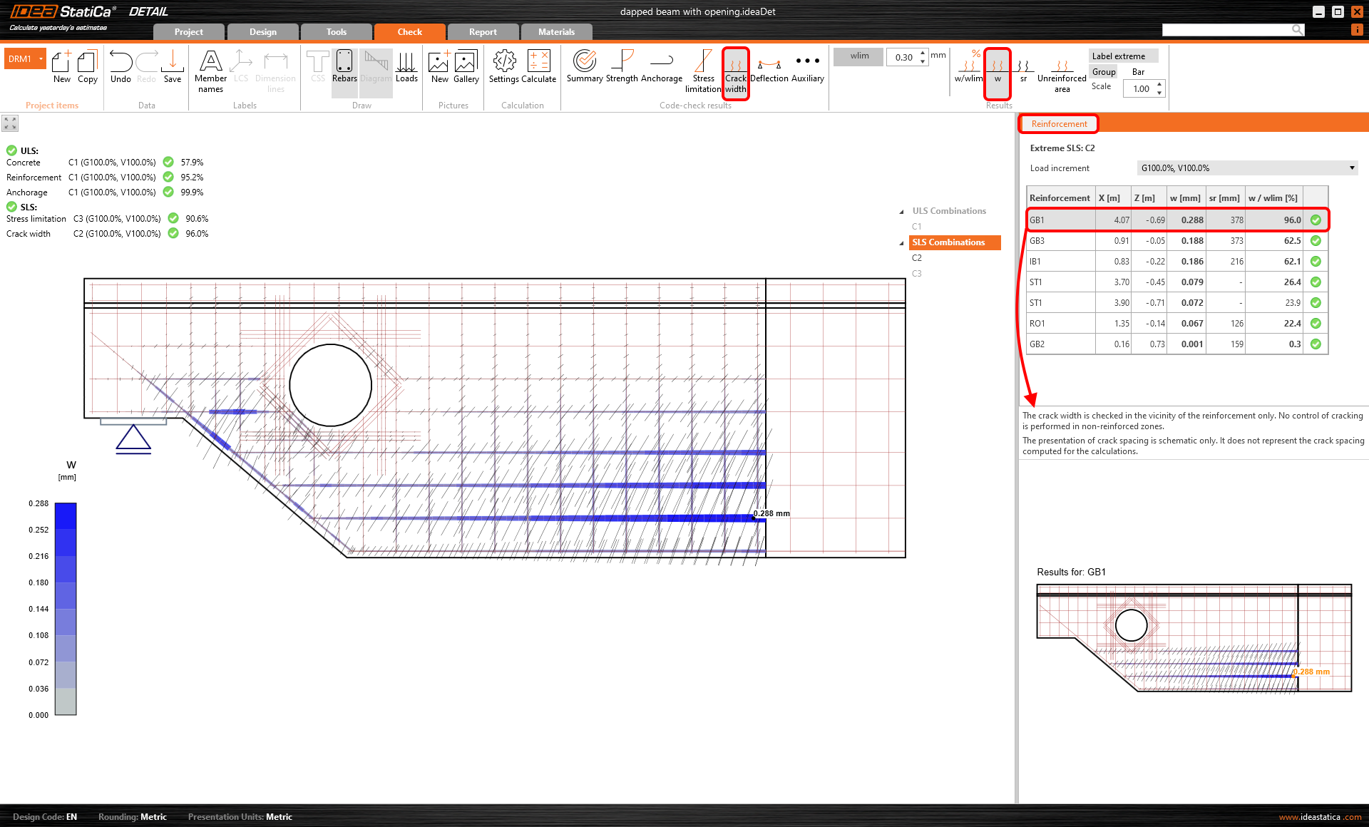 General description of SLS results in Detail application | IDEA StatiCa