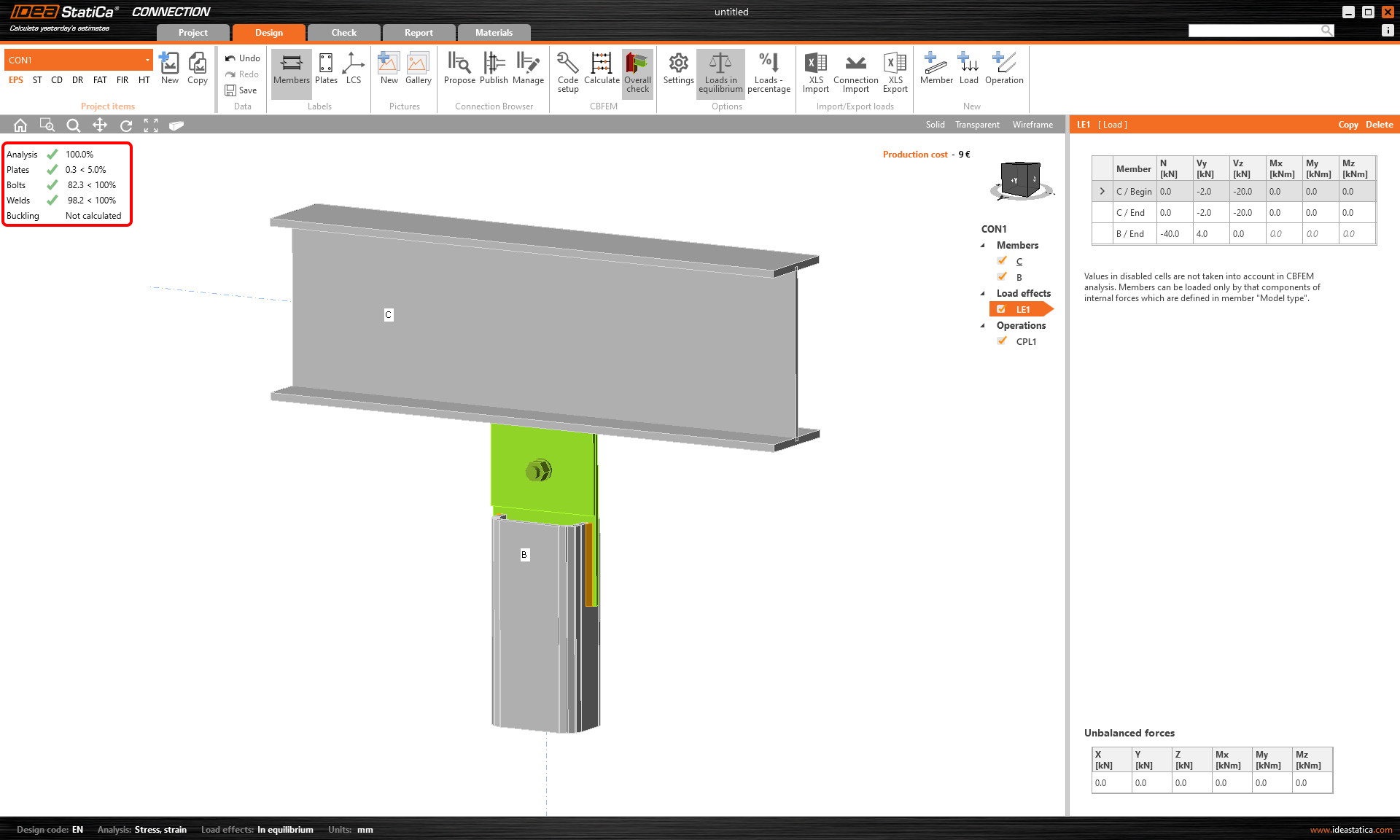 Buckling analysis of a steel connection (EN) | IDEA StatiCa