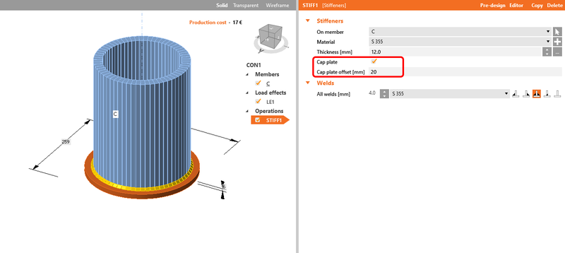 Adding an inside or outside stiffener on a hollow member | IDEA StatiCa
