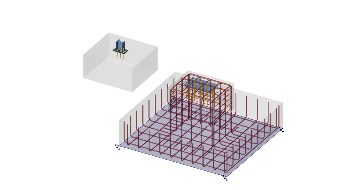 Anchoring into staged footing and design of reinforcement | IDEA StatiCa