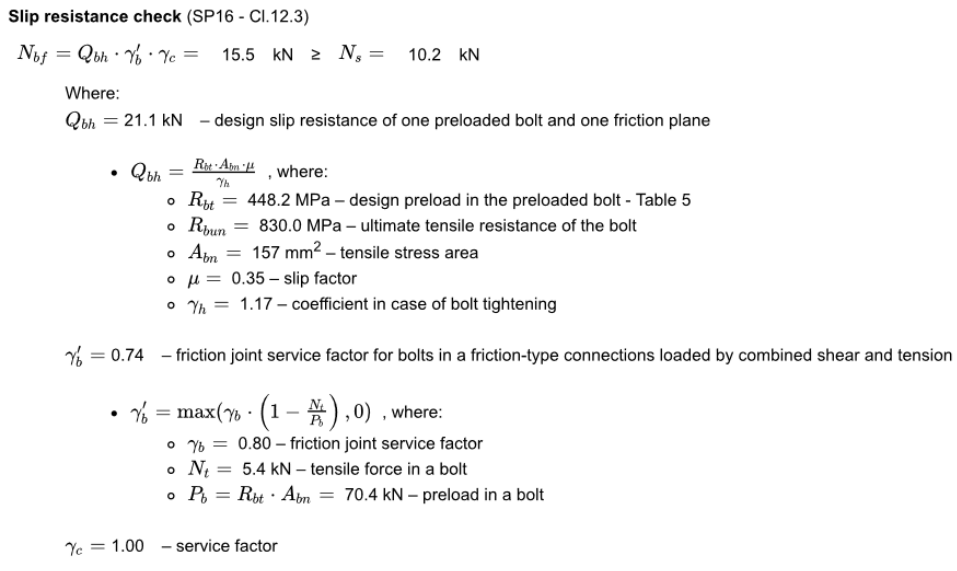 Slip resistance check update according to SP 16 | IDEA StatiCa