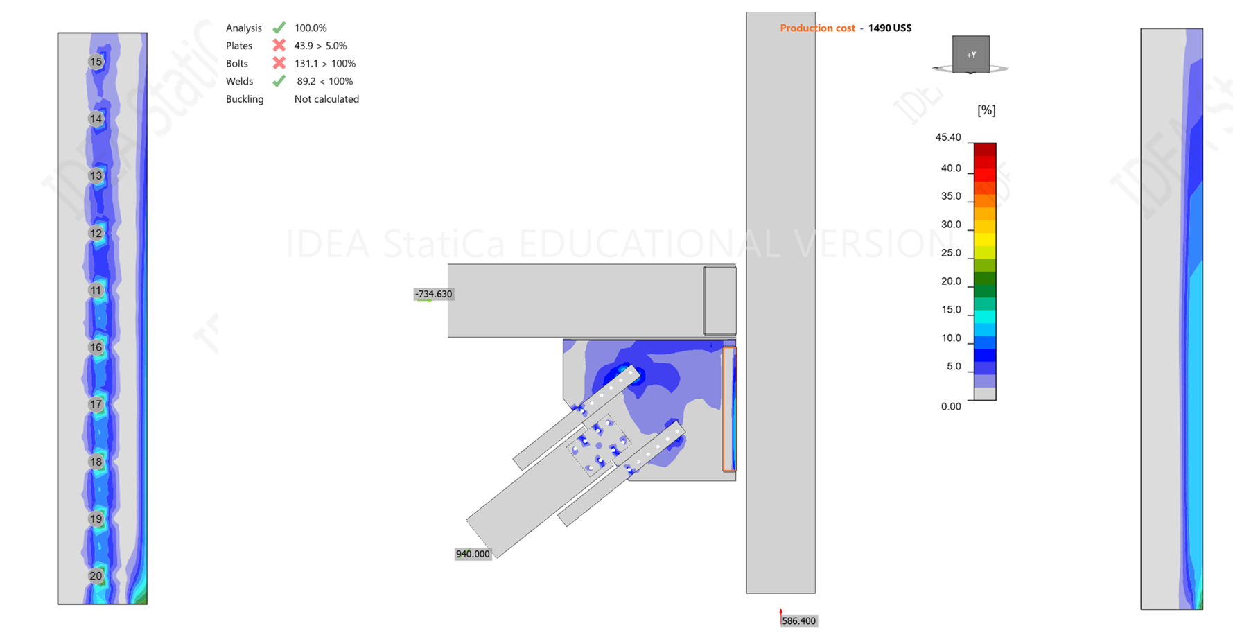 Brace Connection at beam-column connection in a braced frame (AISC ...
