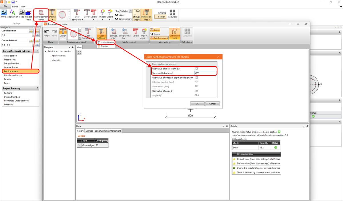 Shear in RCS - circular cross-sections | IDEA StatiCa