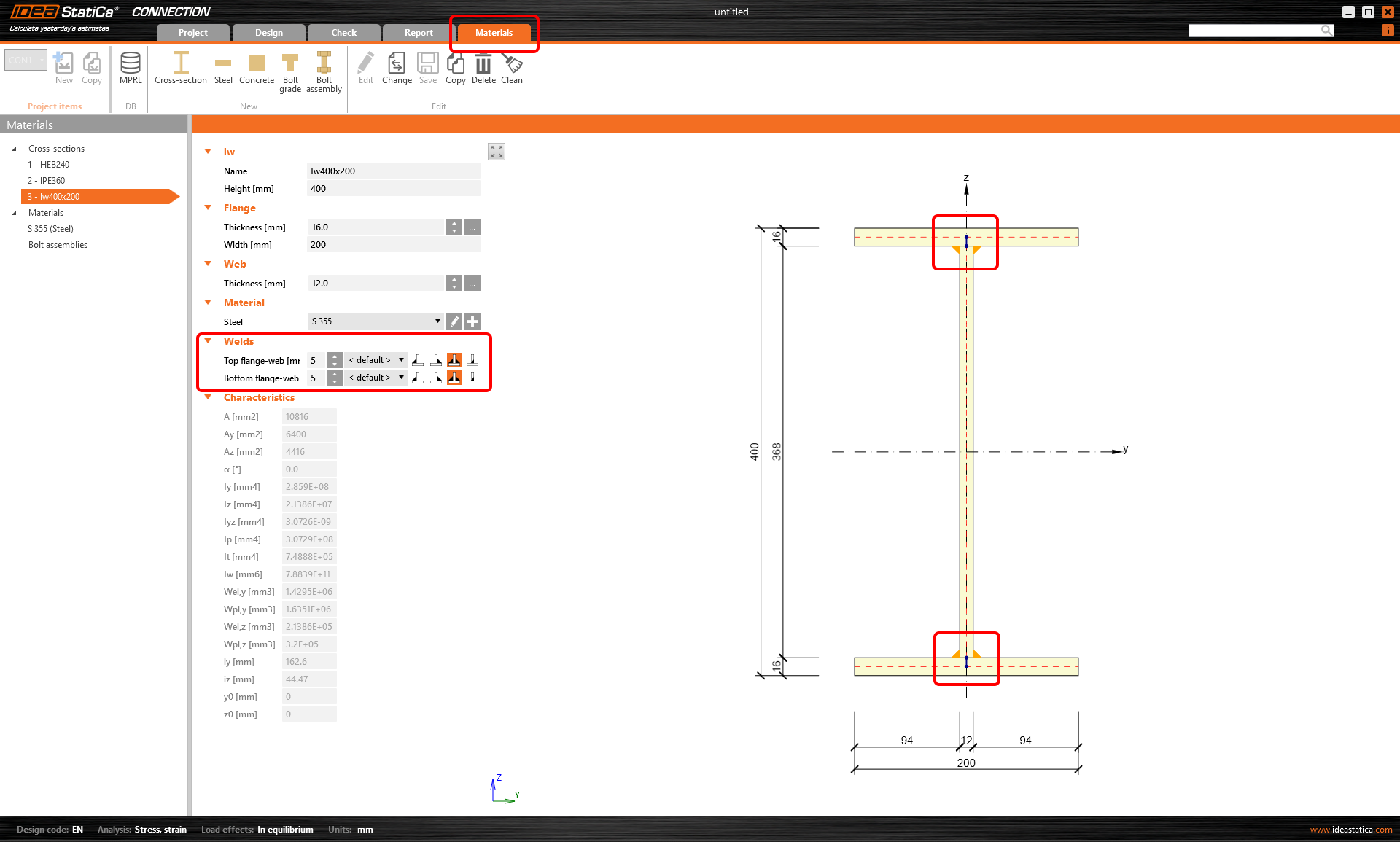 Check welds of welded sections | IDEA StatiCa