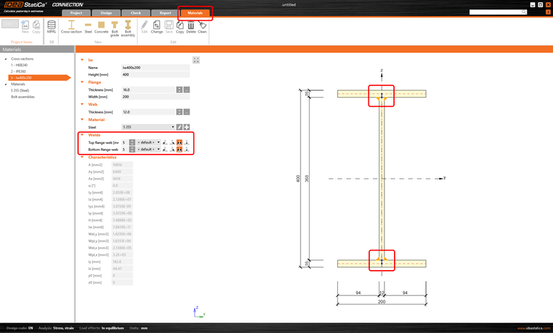 Check welds of welded sections | IDEA StatiCa