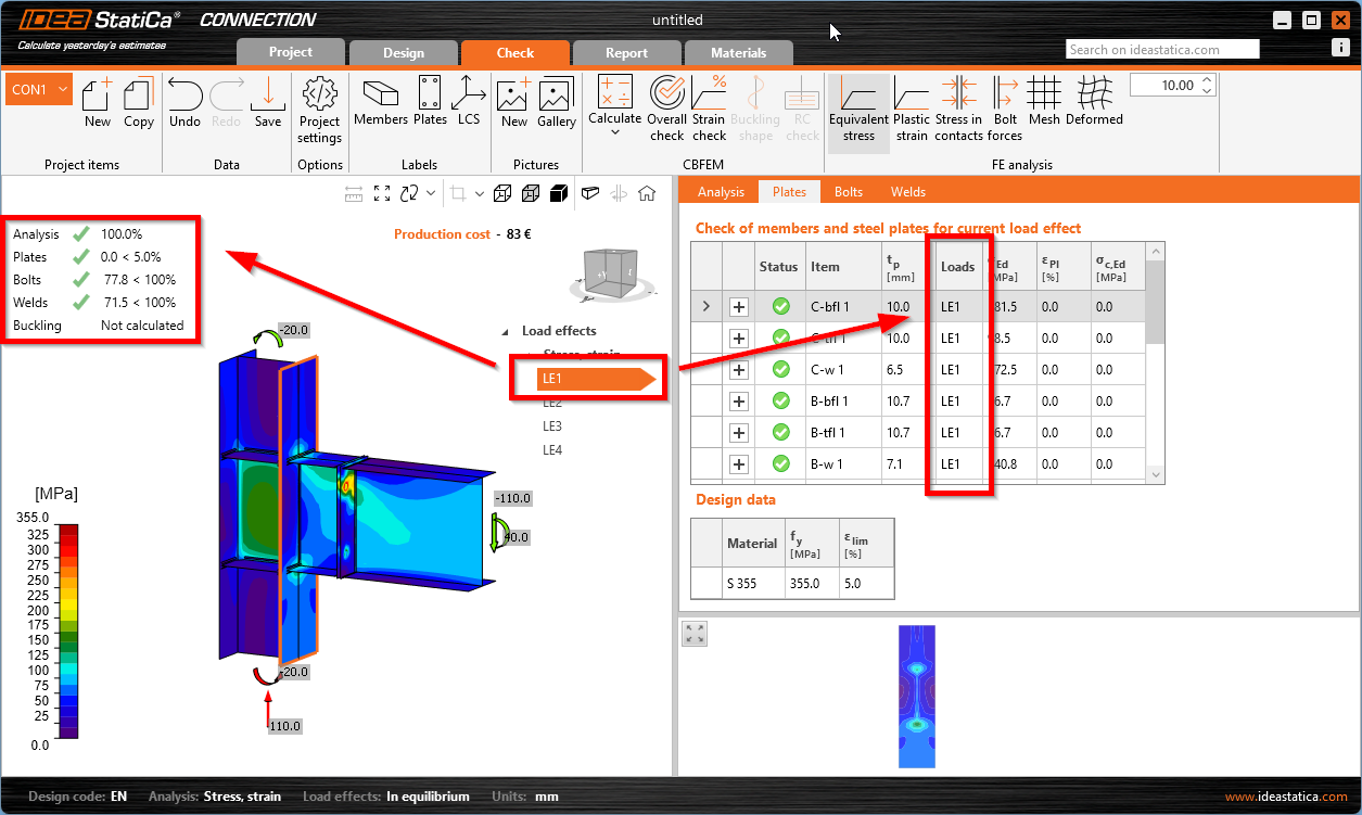 Load effects displayed in the scene | IDEA StatiCa