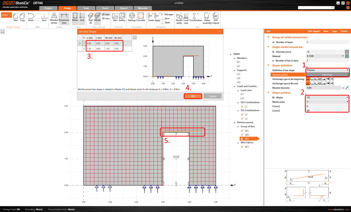 Reinforcement definition in the Detail application | IDEA StatiCa