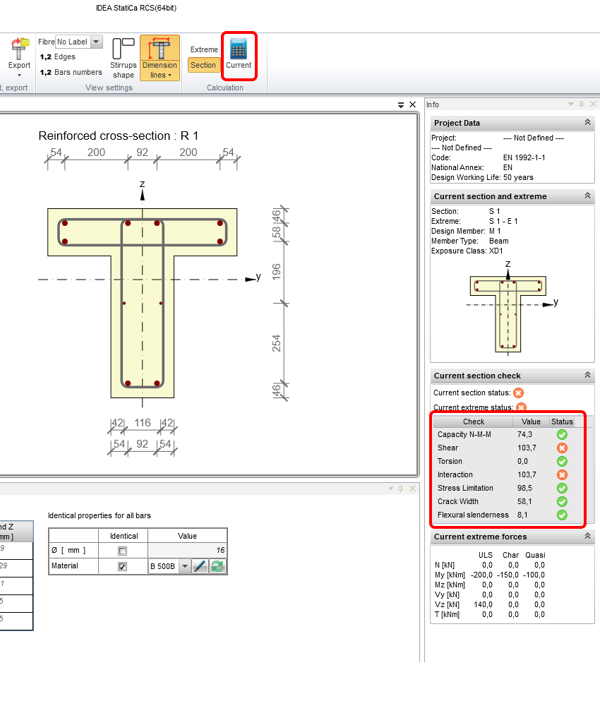 Structural design of a reinforced concrete T-section (EN) | IDEA StatiCa