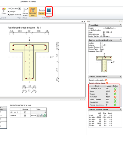 Structural design of a reinforced concrete T-section (EN) | IDEA StatiCa