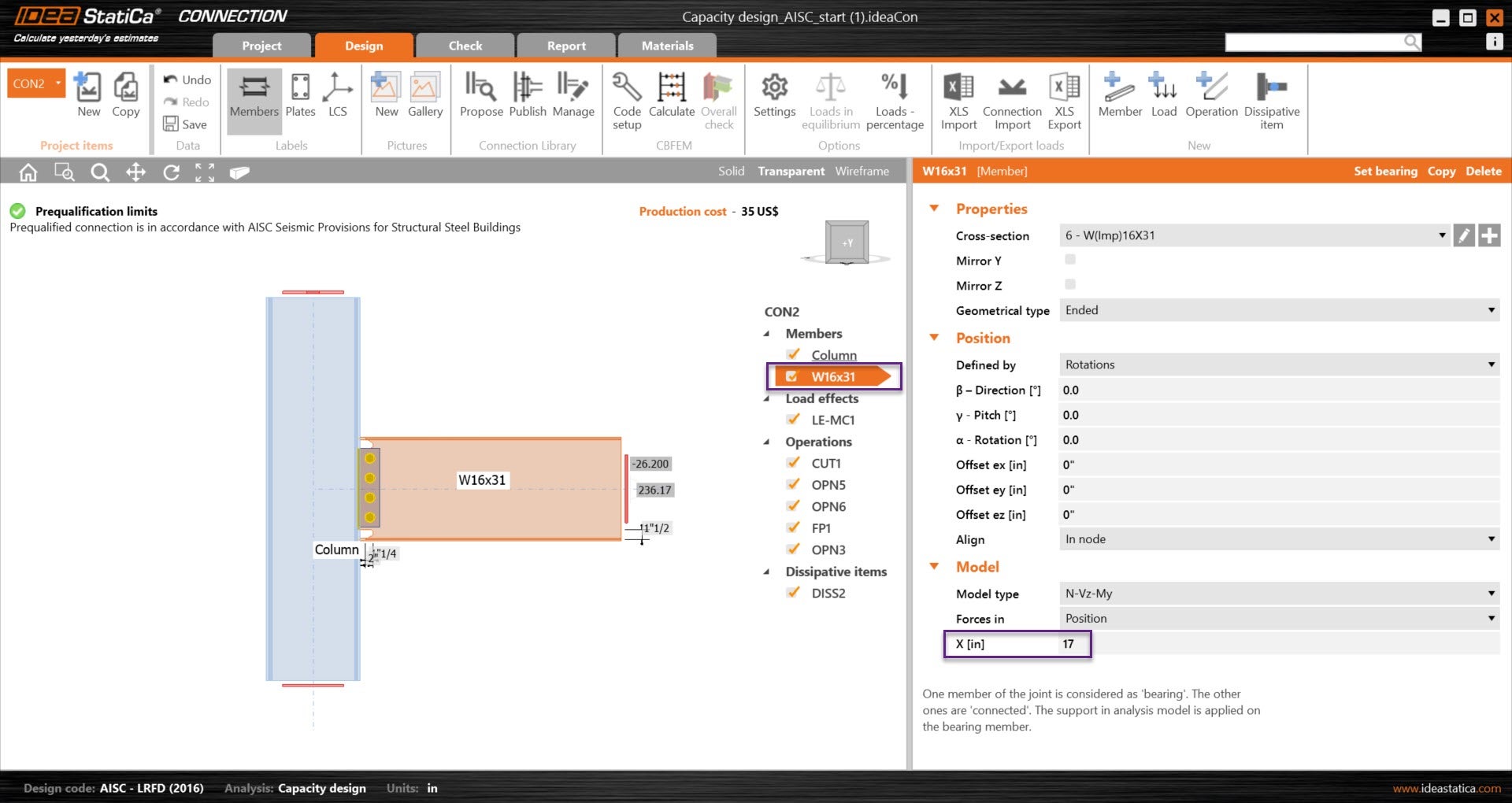 Steel connection capacity design (AISC) | IDEA StatiCa