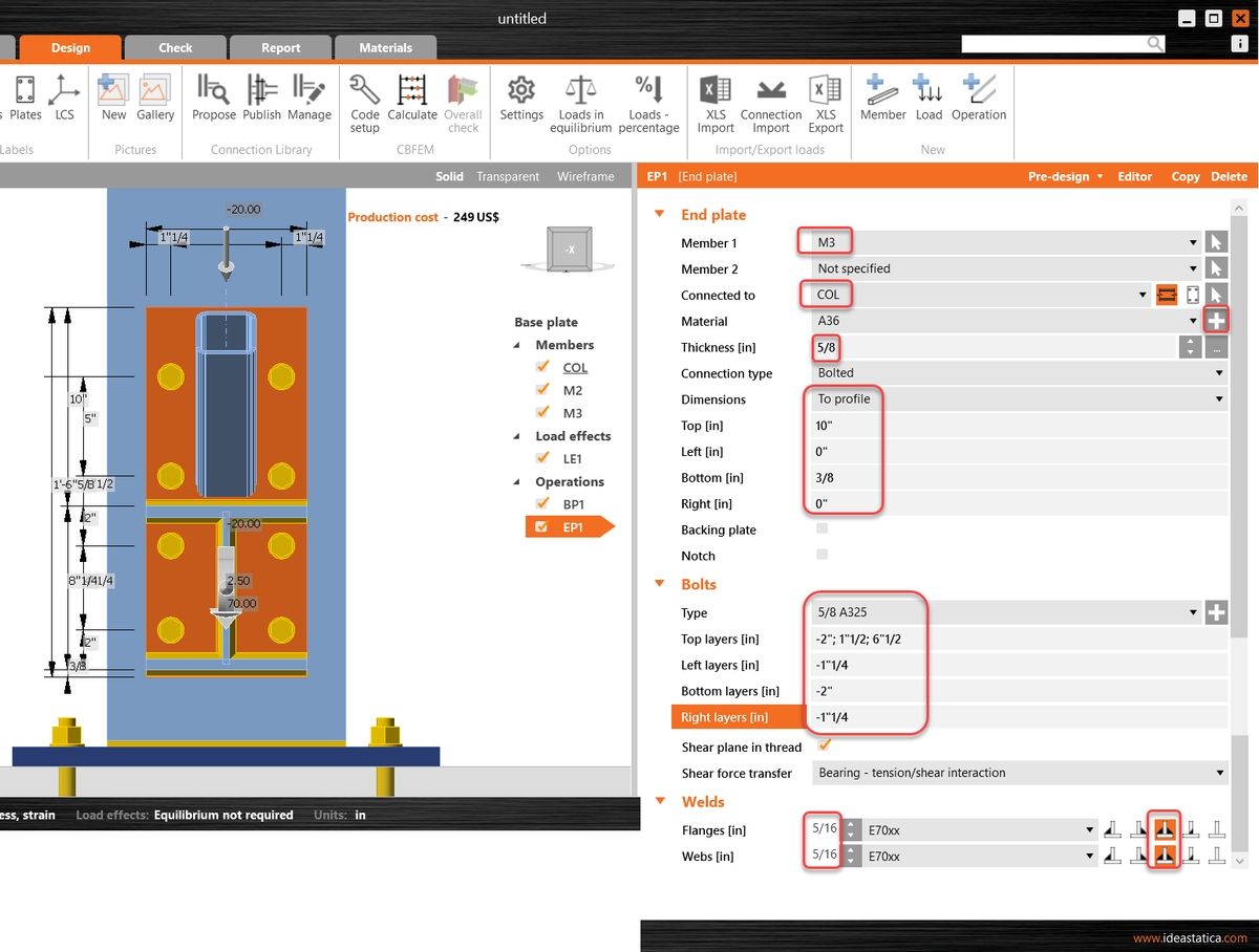 Structural design of footing with diagonal (AISC) | IDEA StatiCa