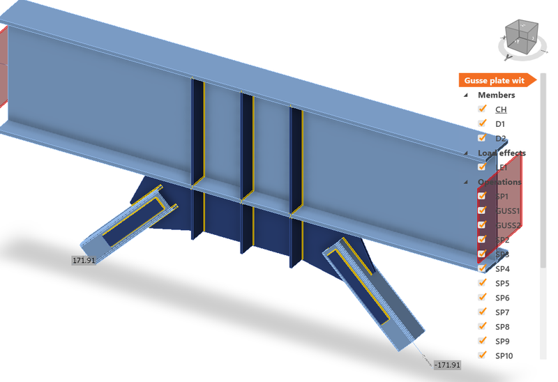 Chveron brace connection | IDEA StatiCa