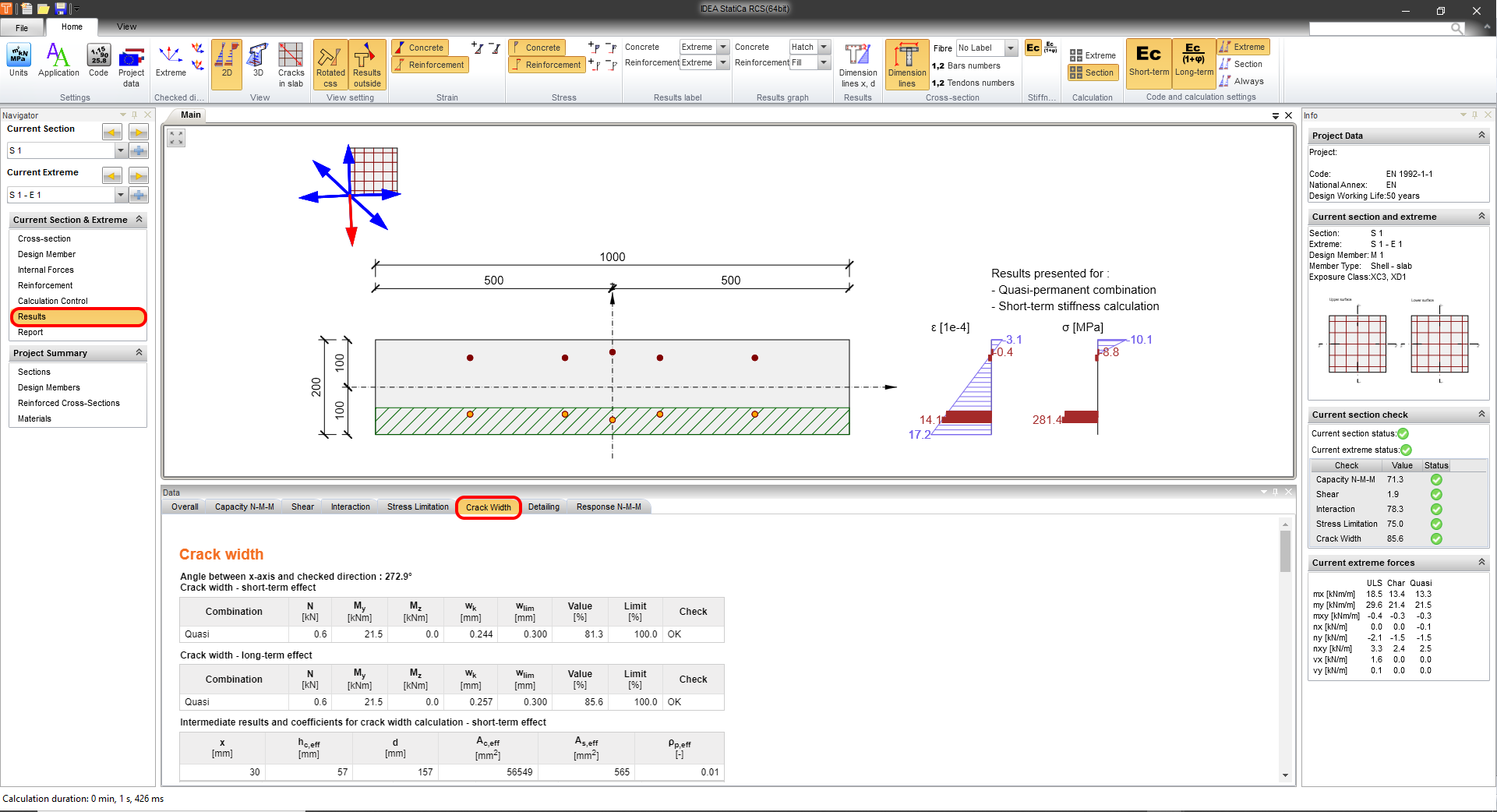 Slab code-check using shell element in RCS (EN) | IDEA StatiCa